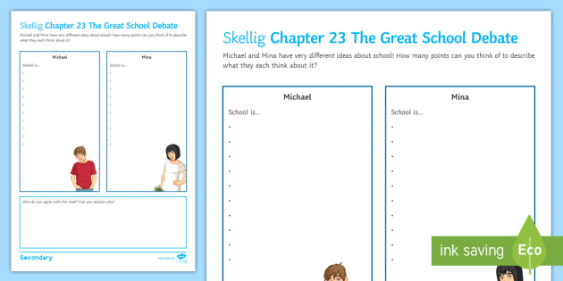 Skellig Chapter 23 The Great School Debate Worksheet