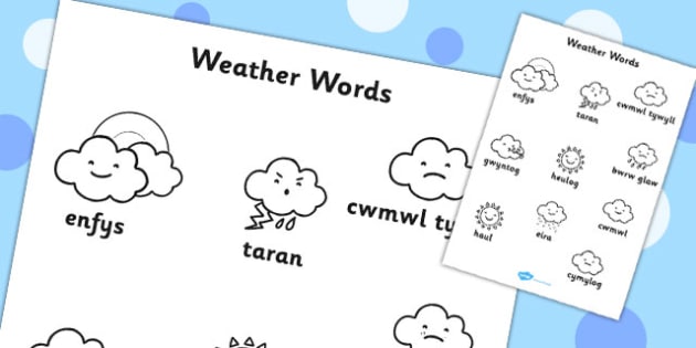 Welsh Weather Colouring Worksheet | Twinkl Wales | Resources