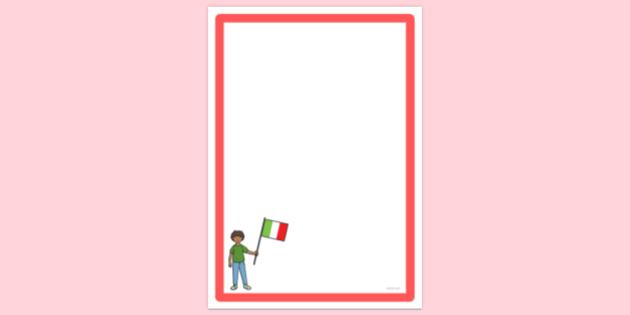 FREE! - Boy with Italian Flag Page Border | Page Borders | Twinkl