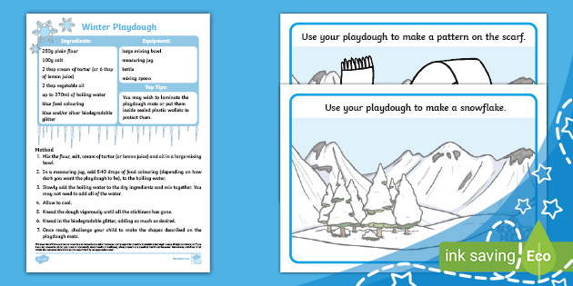 Winter Wonderland Playdough Recipe and Mats (Teacher-Made)