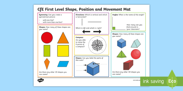 CfE First Level Shape, Position and Movement Activity Mat