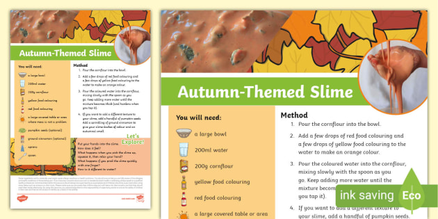 Autumn-Themed Slime Recipe (teacher made)