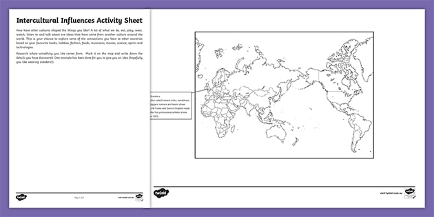 Intercultural Influences Worksheet (teacher made)