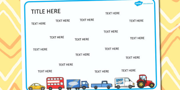 Transport Themed Editable Word Mat