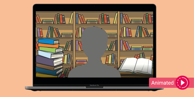 FREE Library Animated Virtual Teaching Background