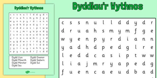 Welsh Week Days Word Search | Wales Teaching Resources