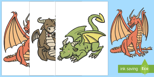 A3 Large Dragons Display Cut-Outs - Dragon Stick Puppets