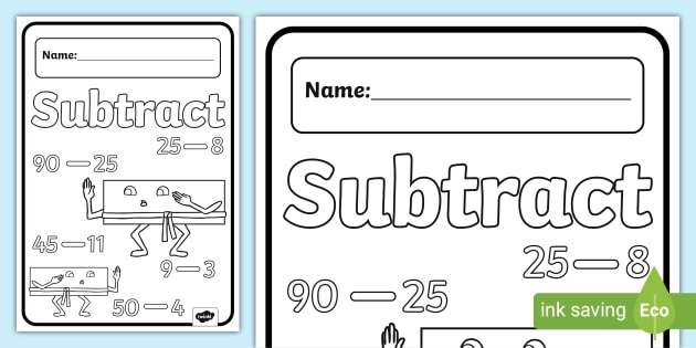 FREE! - Subtraction Themed Colouring Book Cover