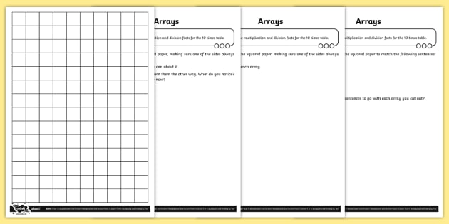 Using Arrays for the 10 Times Table Differentiated Worksheet / Worksheets