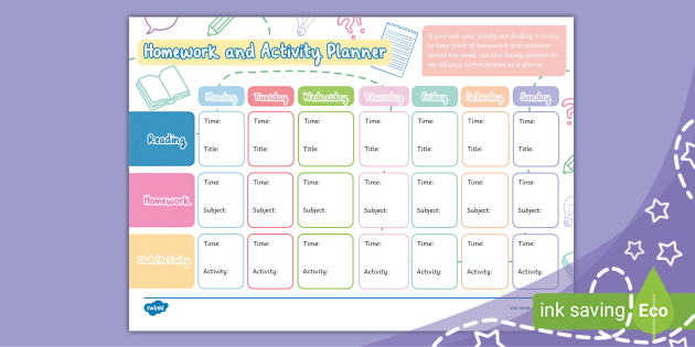 Homework and Activity Planner (teacher made)