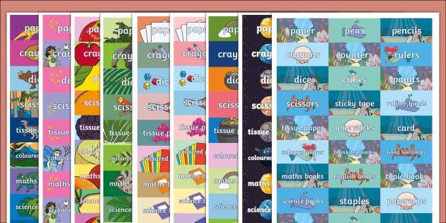 Classroom Storage Cupboard Labels - Sticker Bumper Pack