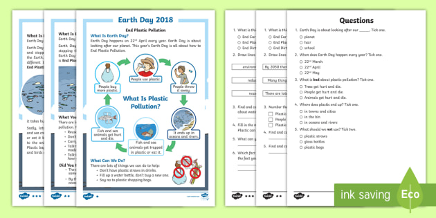 End Plastic Pollution | Environmental Issues Worksheet