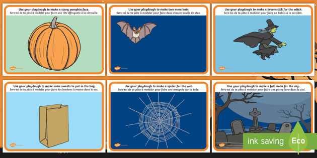 Halloween Playdough Mats English/French