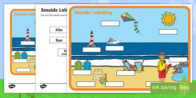 Summer activity EYFS - Seaside Scene Labelling