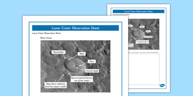 Lunar Craters Observation Sheet