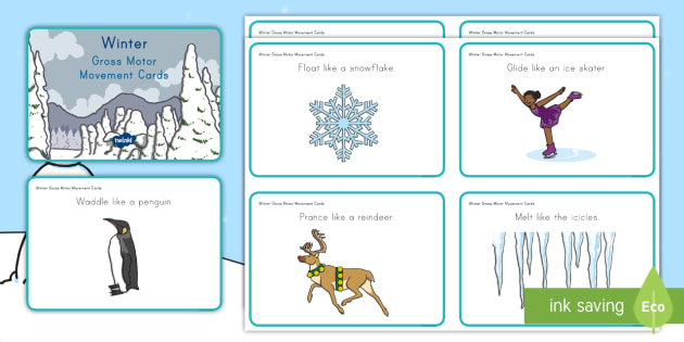 Winter Gross Motor Movement Cards - Winter, seasons, gross
