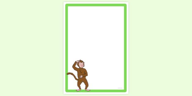FREE! - Simple Blank Monkey with Bumped Head Page Border | Twinkl