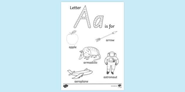 FREE! - A is for Colouring Page | Colouring Sheets