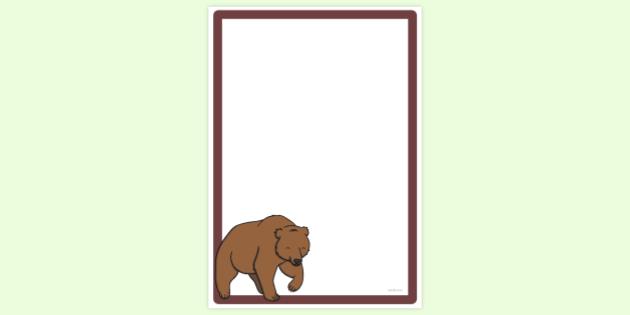 Simple Blank Brown Bear Page Border | Page Borders | Twinkl