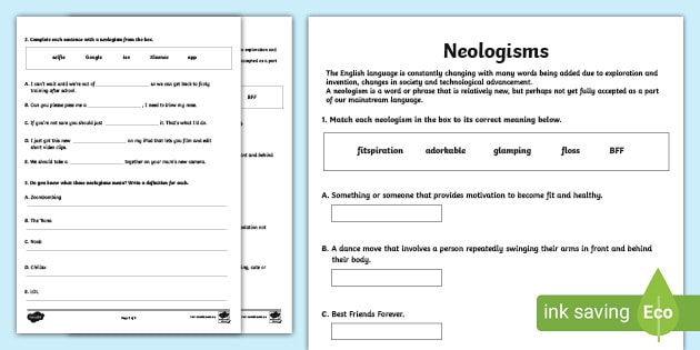 Neologism Worksheets (teacher made)