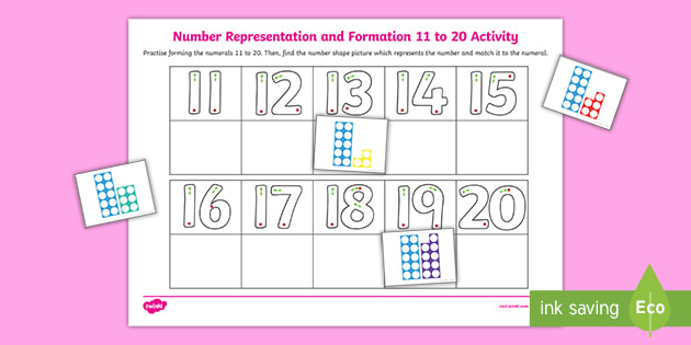 Number Shape Number Representation and Formation 11 to 20 Activity