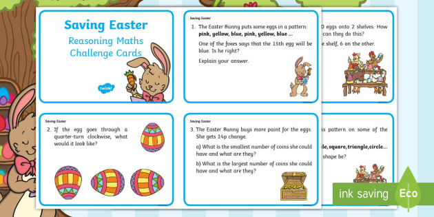 Year 1 Saving Easter Reasoning Maths Challenge Cards