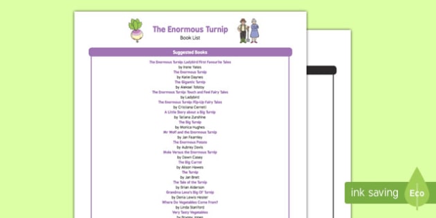 The Enormous Turnip Book List (teacher made)