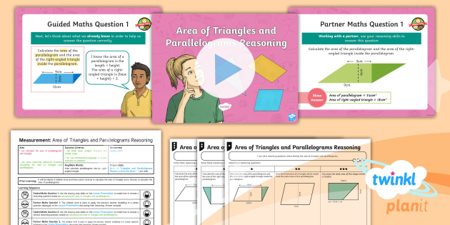 Year 6 Area of Parallelograms and Triangles PlanIt Maths Lesson 3