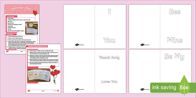 Valentine's Day Fingerprint Cards Craft Activity
