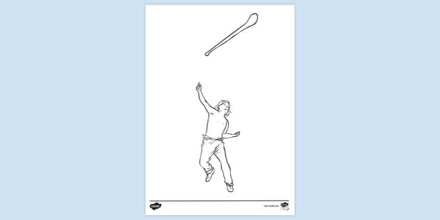 FREE! - Boy Throwing Hurling Stick Colouring | Colouring Sheets