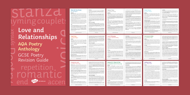 AQA Love and Relationships Poems Revision Guide | Beyond