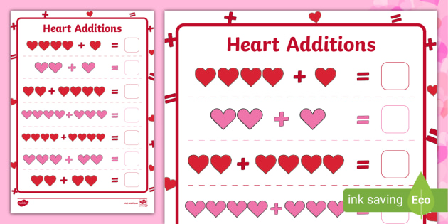 Heart Addition Worksheets (teacher made)