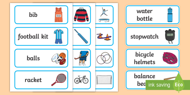 Sports Shop Role Play Word Cards