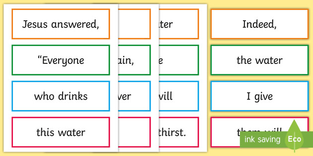 John 4:13-14 Word Cards (teacher made)