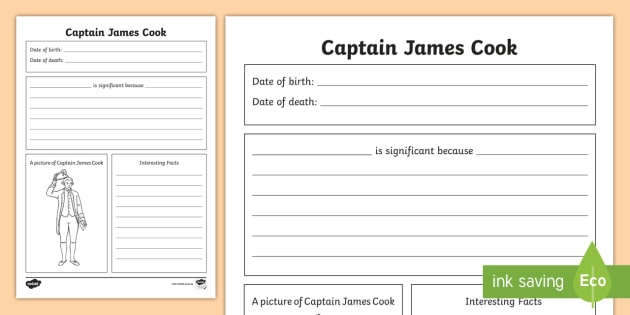 Captain James Cook Significant Individual Writing Frame