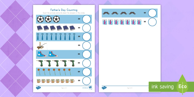 * NEW * Father's Day Counting Activity Sheet - Number Formation