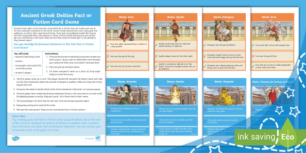 Ancient Greek Deities Fact or Fiction Card Game