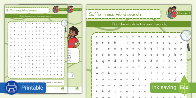 Suffix -ness Word search (teacher made)