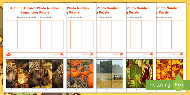 Autumn Themed Photo Number Sequencing Puzzles (teacher made)