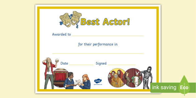 * NEW * Best Actor Certificate (teacher made)