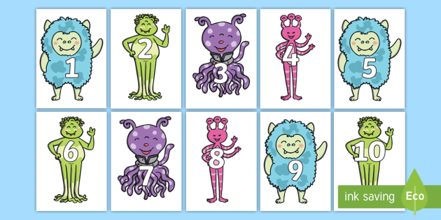 Editable Aliens Numbers 1-100