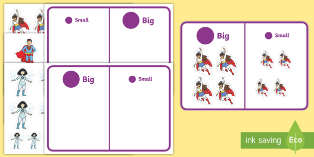 Workstation Pack: Superhero Size Sorting Activity Pack