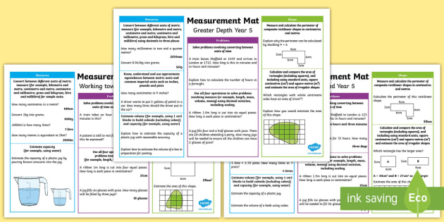 Year 5 Measurement Differentiated Maths Mats (teacher made)