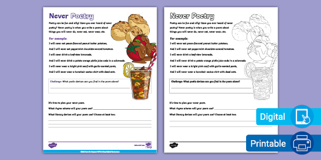 Never Poetry Activity | Twinkl Poetry USA (teacher made)