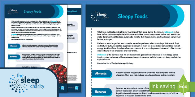 FREE! - The Sleep Charity: Sleepy Foods (teacher made)