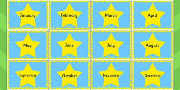 👉 Blue and Yellow Stars Months of the Year (teacher made)