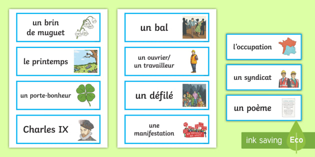 Cartes de vocabulaire : la fête du 1er mai (teacher made)