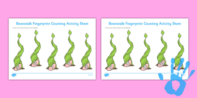 Beanstalk Fingerprint Counting Worksheet / Worksheet Pack