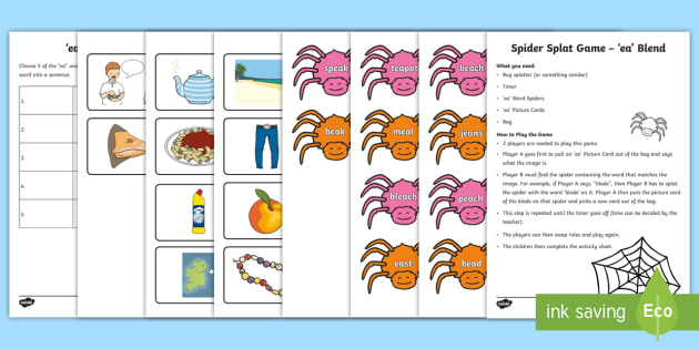 Spider Splat 'ea' Game (teacher made)