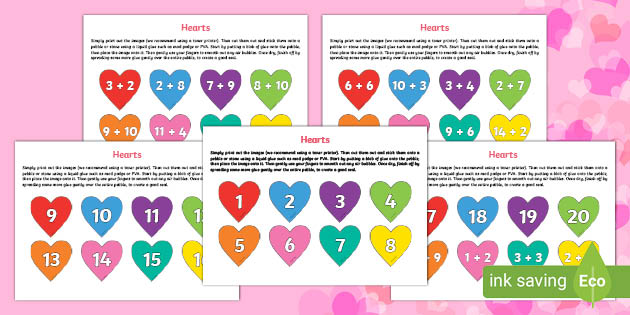 Number Bonds Matching Hearts within 20 Story Stone Image Cut-Outs